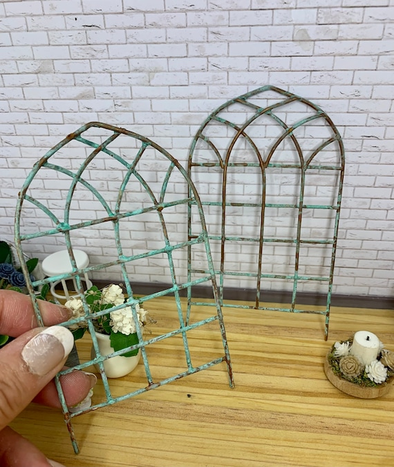 Miniature Dollhouse Patina Metal Trellis Dollhouse Garden or - Etsy