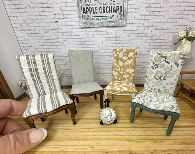 Miniature Dollhouse Fabric Chairs, Dollhouse Furniture, Miniature ...