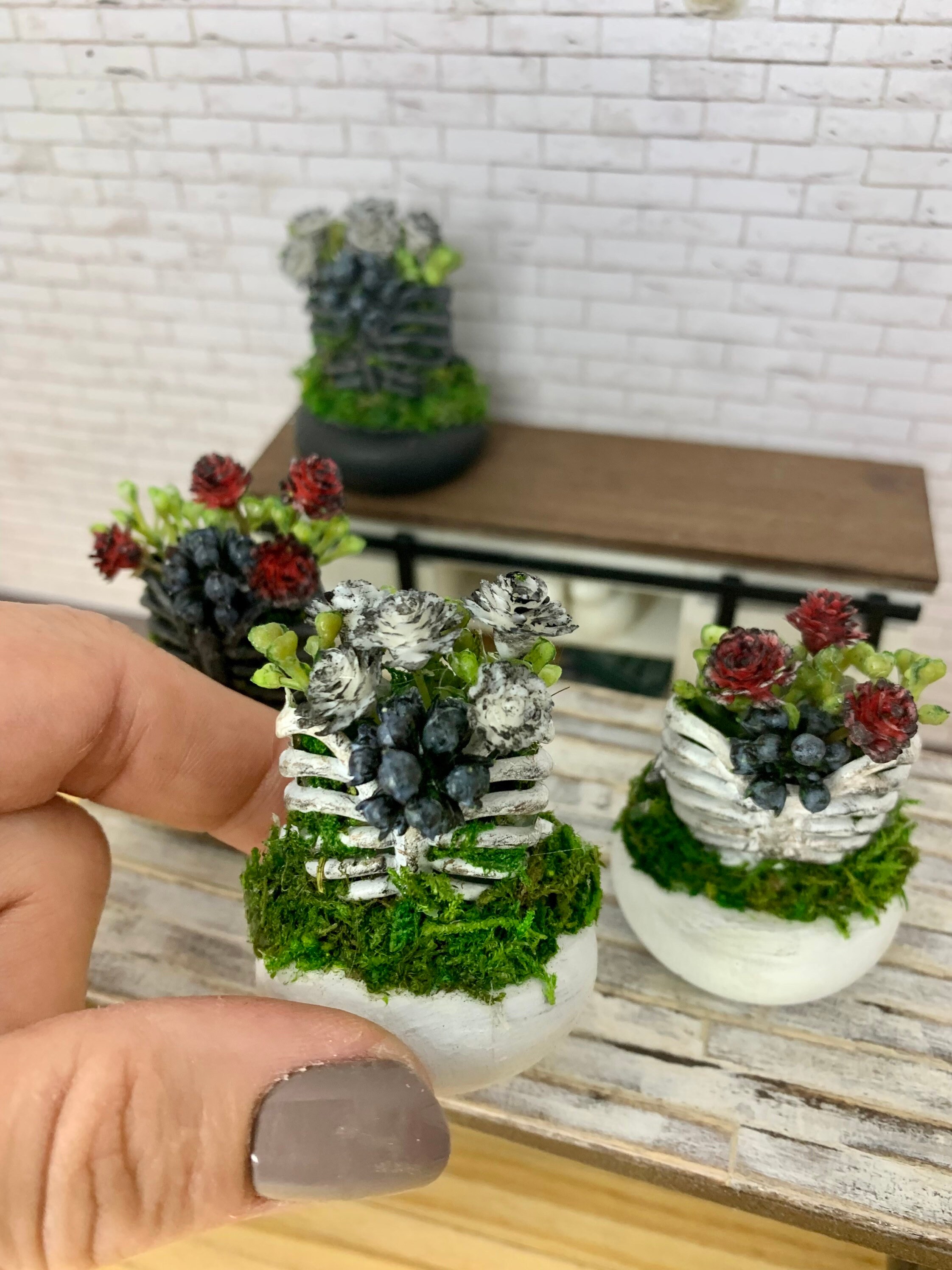 Miniature Dollhouse Halloween/witchy Rib Planter With - Etsy
