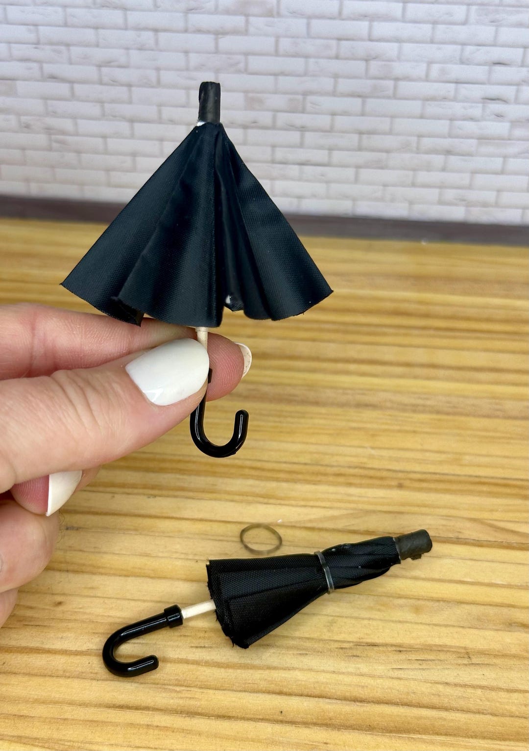 Miniature Dollhouse Prop Umbrella, Black Cane Handled Mini Umbrellas - Etsy