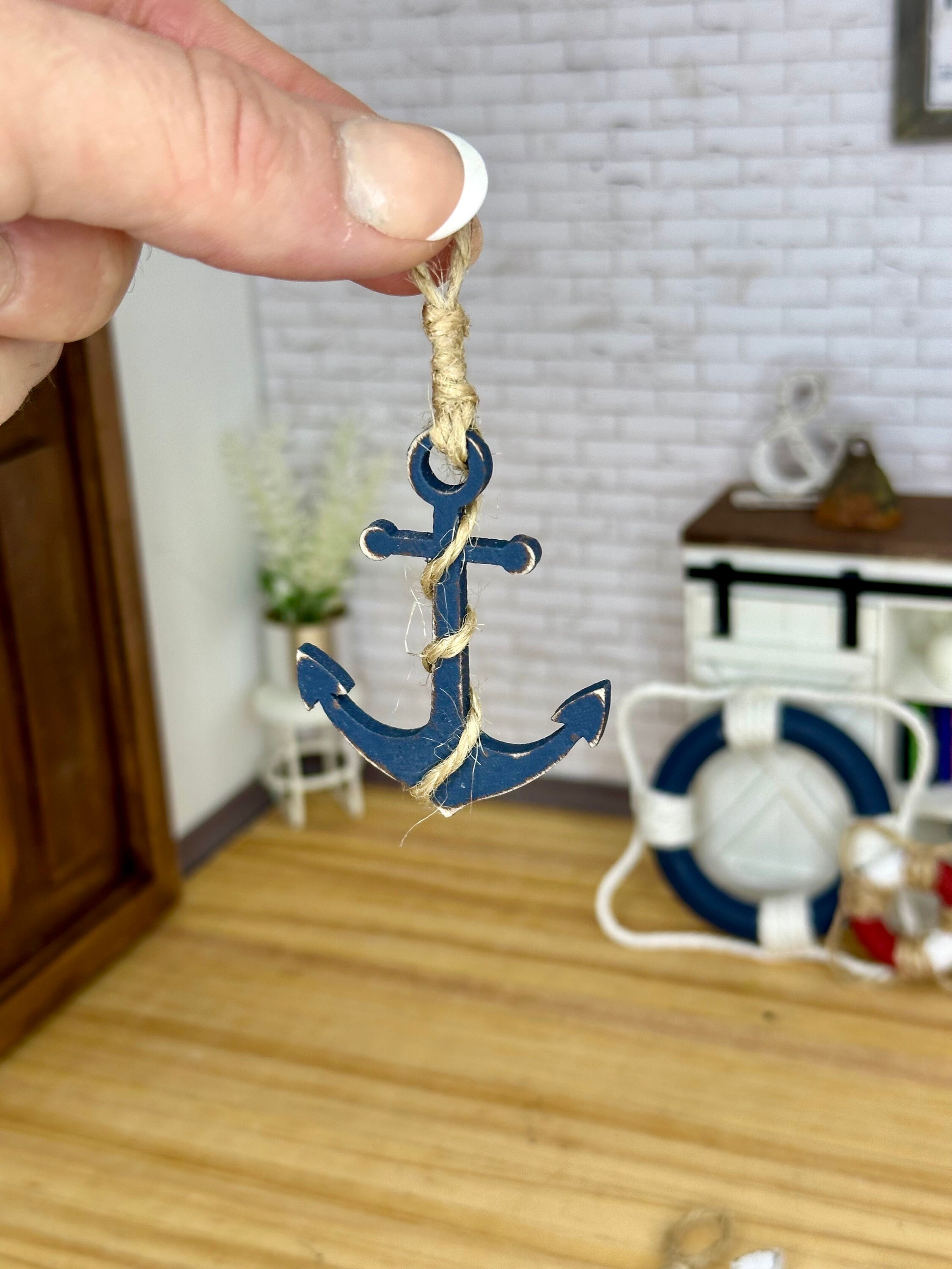Miniature Dollhouse Beach Decor, Miniature Decorative Anchor - Etsy