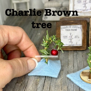 Miniature Dollhouse Charlie Brown Trees and Framed Charlie Brown Tree ...