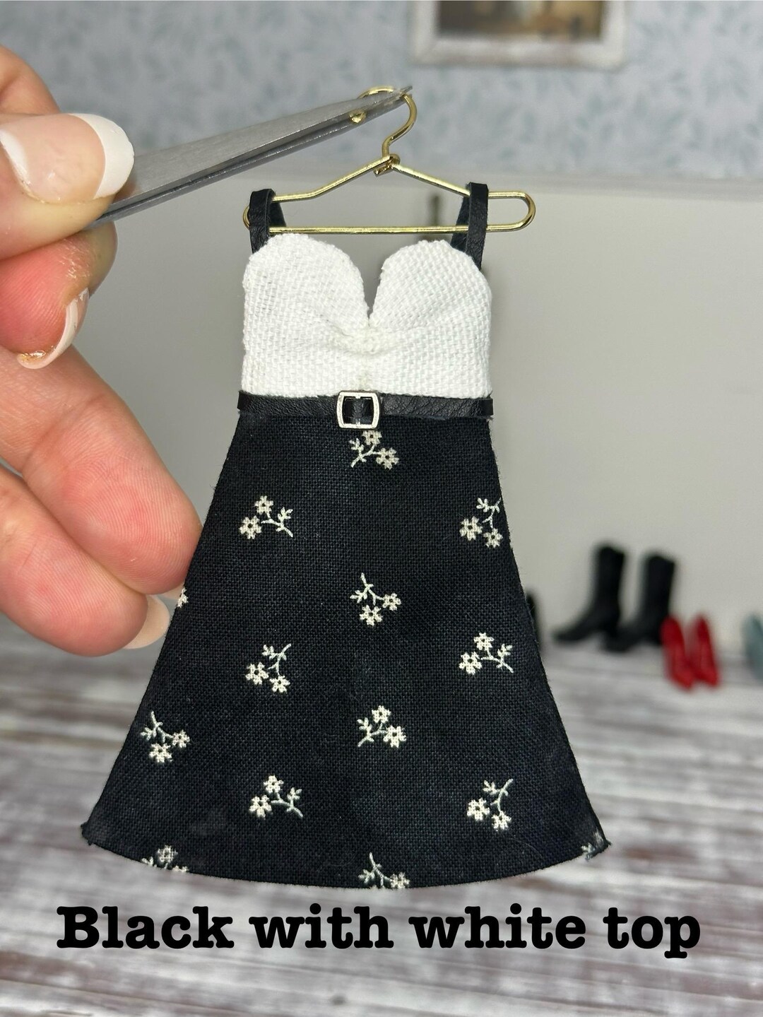 Miniature Display Clothing, Mini Dresses and Clothes, Black Floral - Etsy