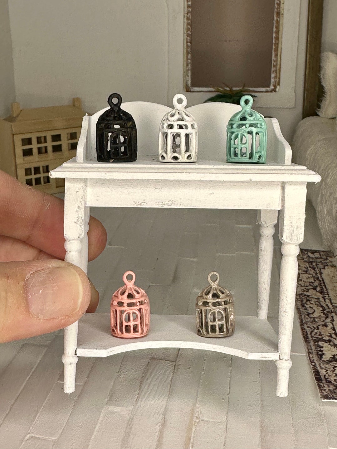 Miniature Dollhouse Tiny Bird Cage Home Decor, Dollhouse Accessory ...