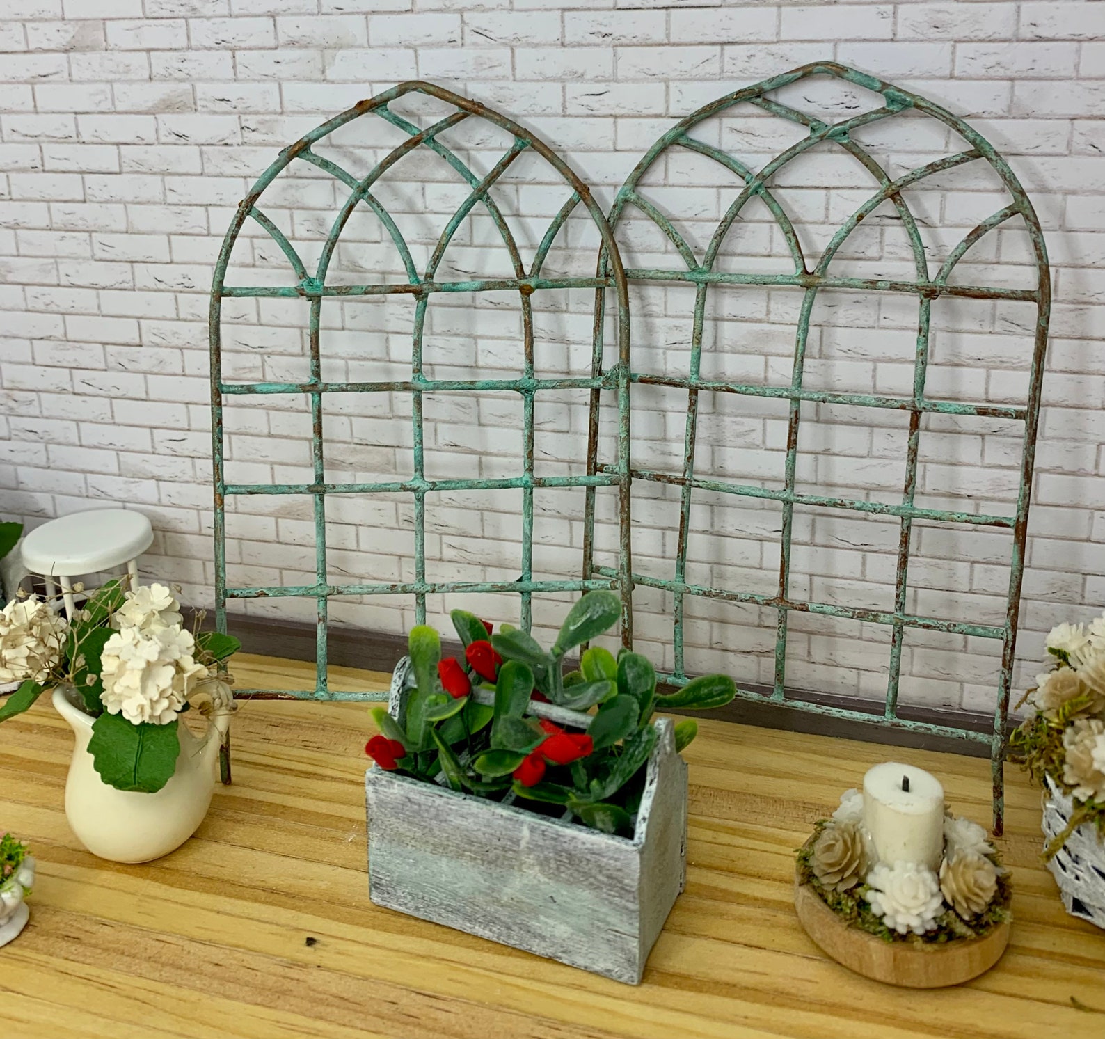 Miniature Dollhouse Patina Metal Trellis Dollhouse Garden or - Etsy