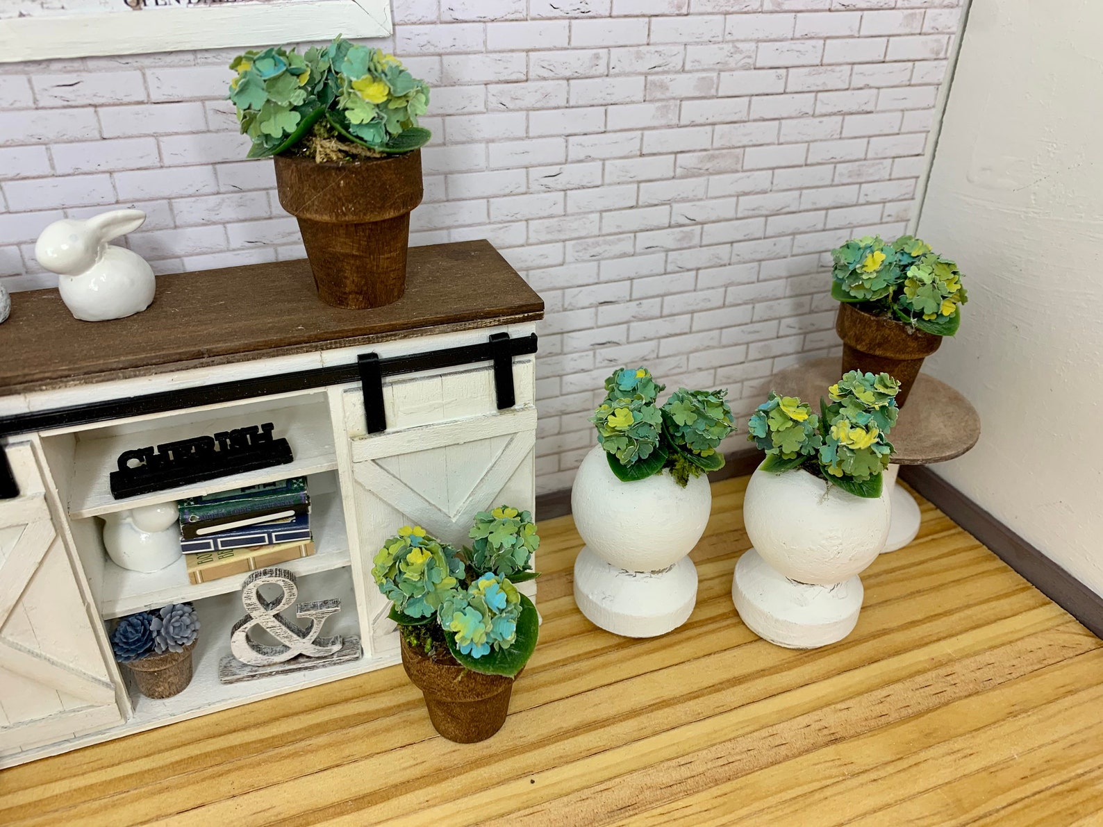 Miniature Dollhouse Aqua Blue/green Hydrangeas, Miniature Flowers ...