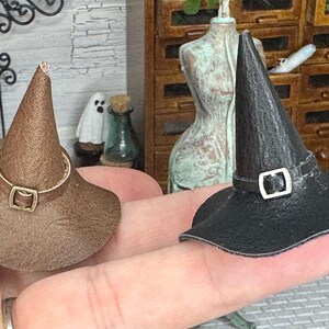 Miniature Dollhouse Decorative Leather Witch or Wizard Hats, Fall or ...