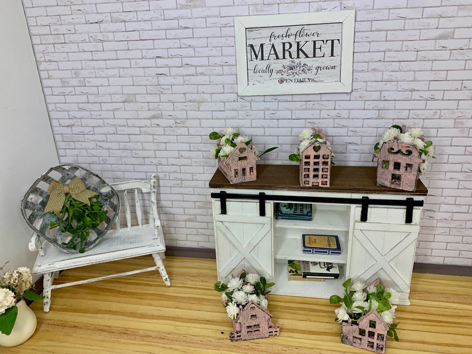 Miniature Dollhouse Pink House Flower Arrangements Miniature | Etsy