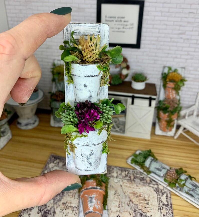 Miniature Dollhouse Decorated Shutters With Planters and - Etsy