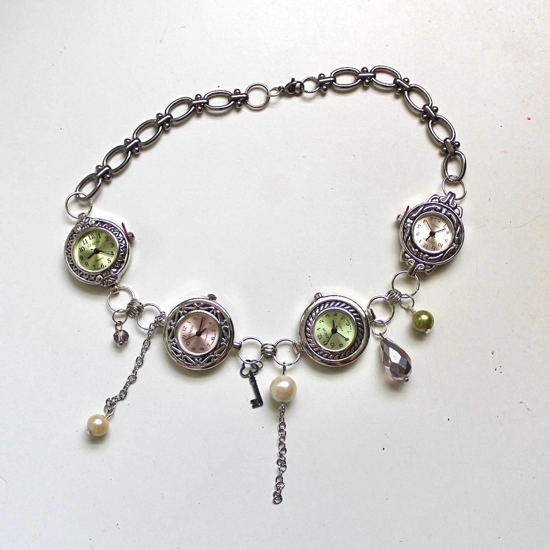 Cosmo + Wanda Pink/green Watch Chain Choker - Etsy