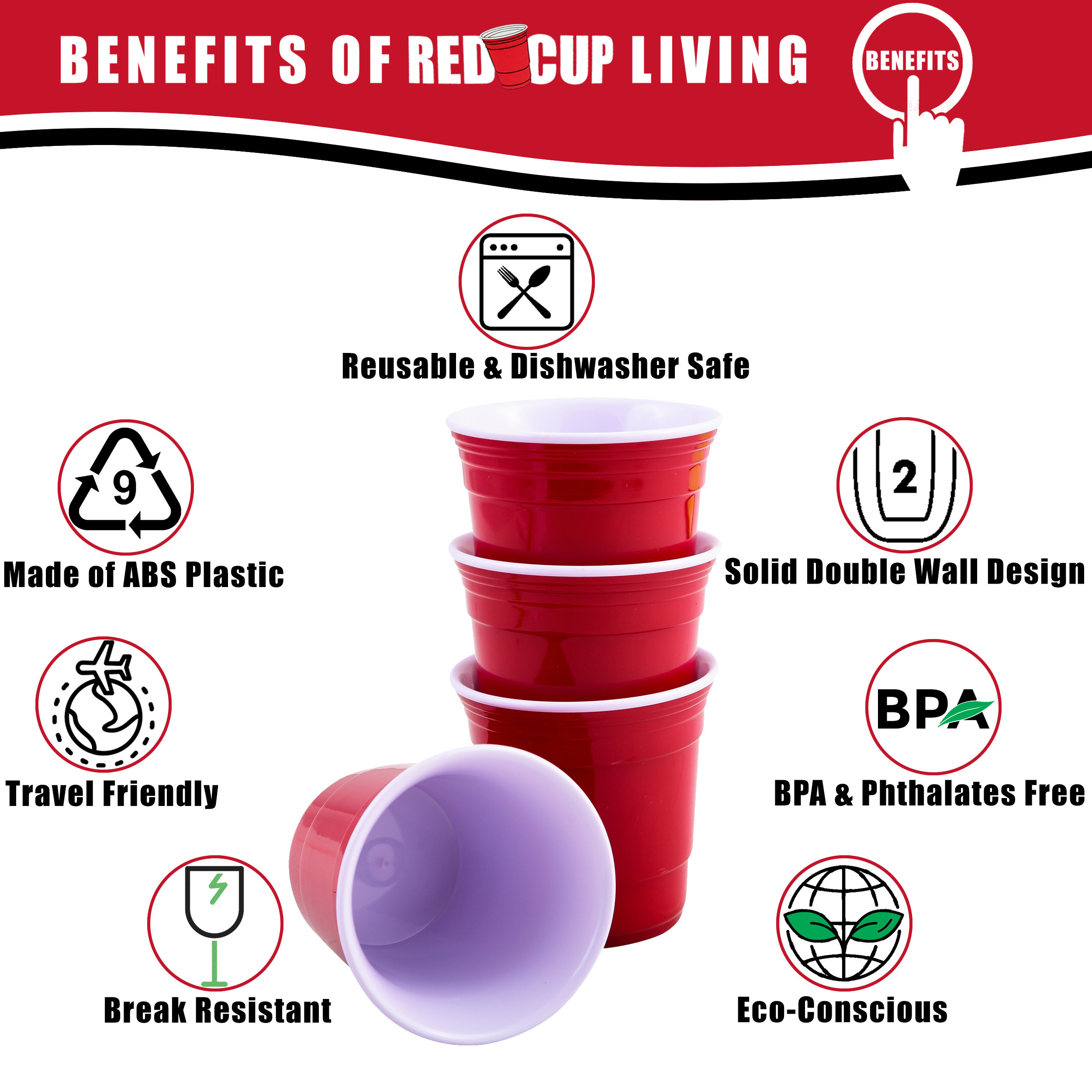 Reusable 5 Oz Red Shot Cups - Extra Sturdy, Dishwasher Safe & Eco ...