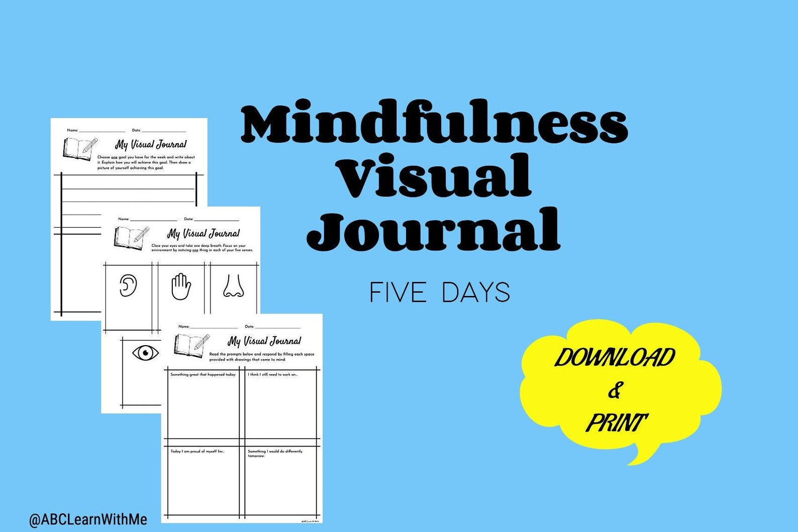 Mindfulness Visual Journal, E-printable, Social-emotional Learning - Etsy