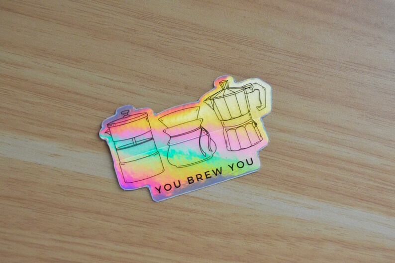 Holographic Coffee Sticker, Coffee Sticker for Addicts, Espresso ...
