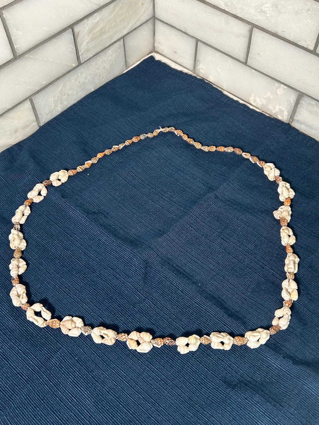 Vintage Large Puka White & Brown Shell Necklace 16 Inches - Etsy