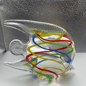 Hand Blown Glass Angel Fish Clear With Multiple Colors 5 in X 5 In - Etsy