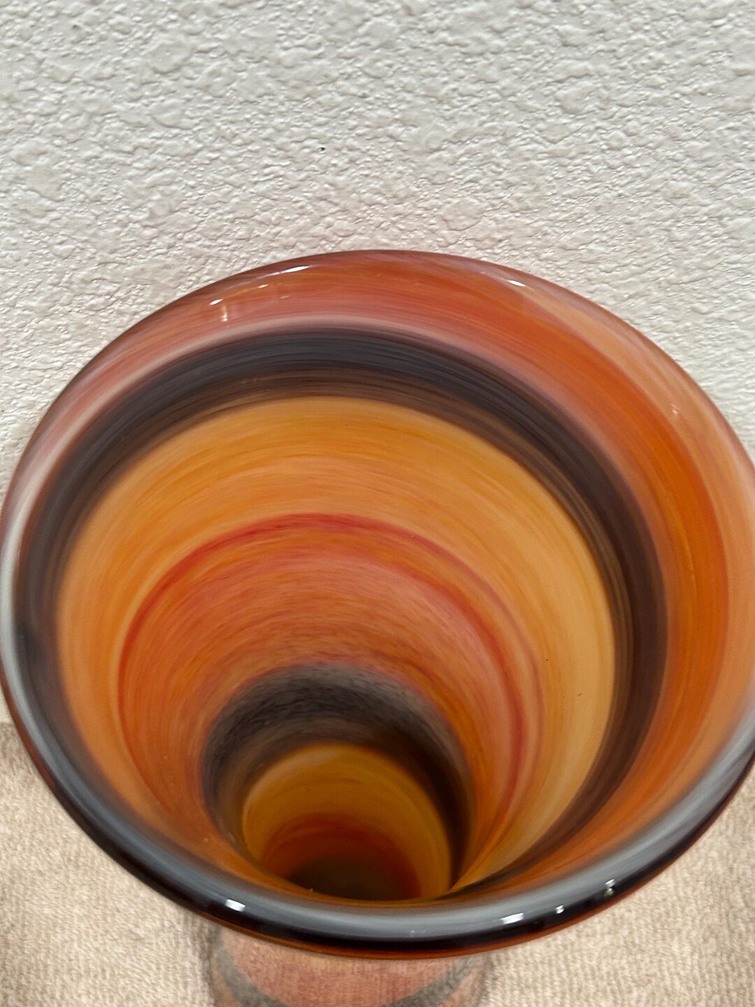 Vintage Art Glass Vase Teleflora Orange Brown Swirl 9" Retro Decor - Etsy