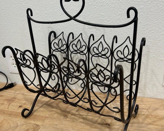 Southern Living Magazine Rack Black Metal Scroll Design Storage Holder ...