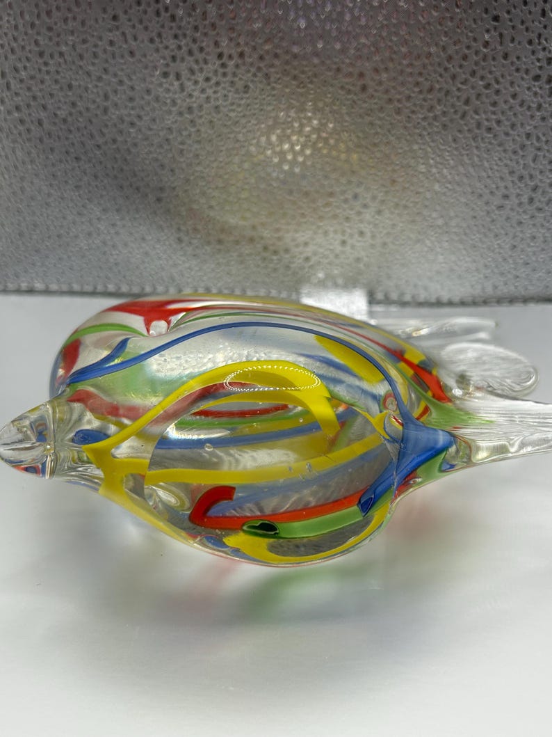Hand Blown Glass Angel Fish Clear With Multiple Colors 5 in X 5 In - Etsy