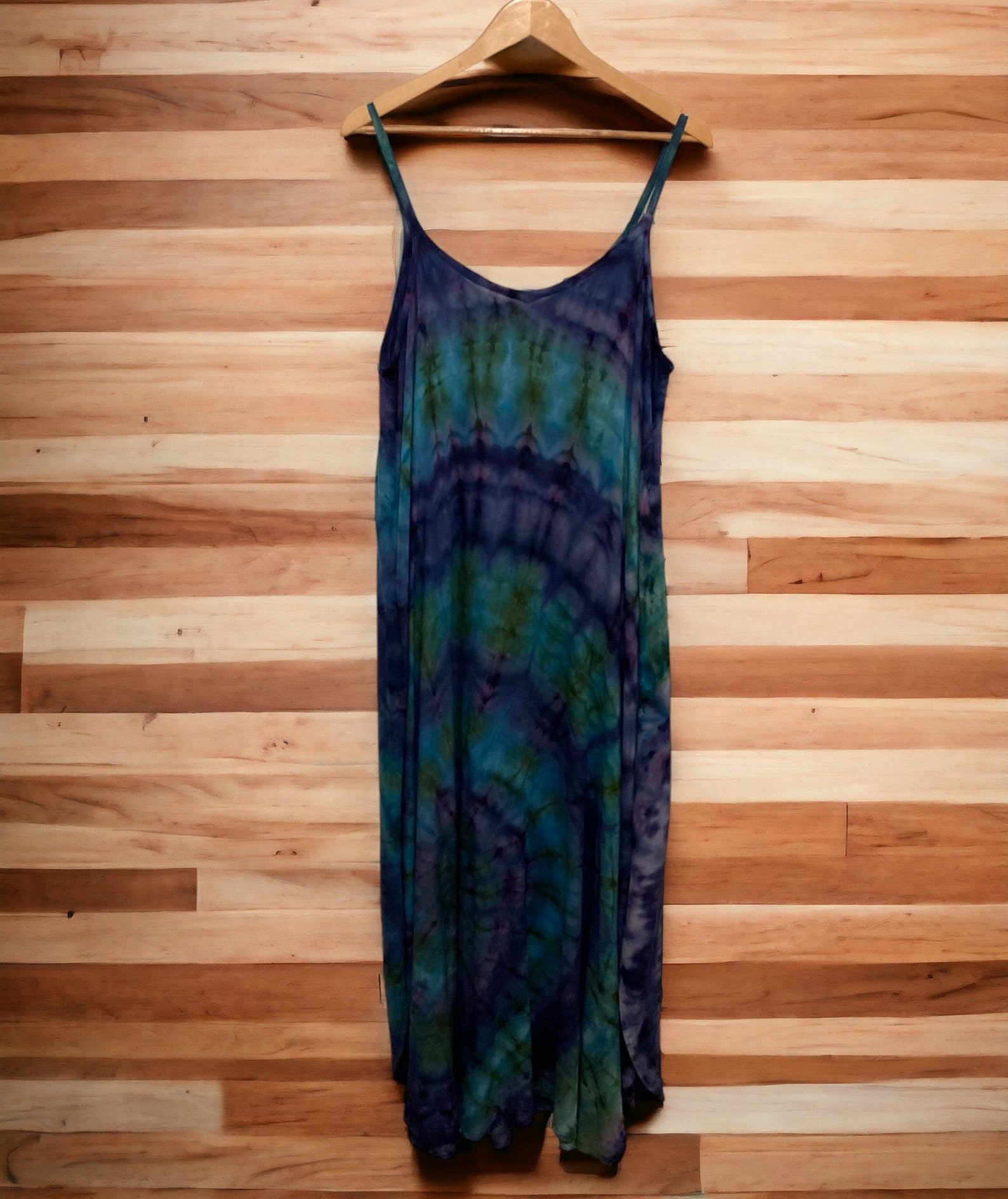 Large Ice Dye Ladies Maxi Dress, Long Tie Dye Slip Dress, Boho Casual ...