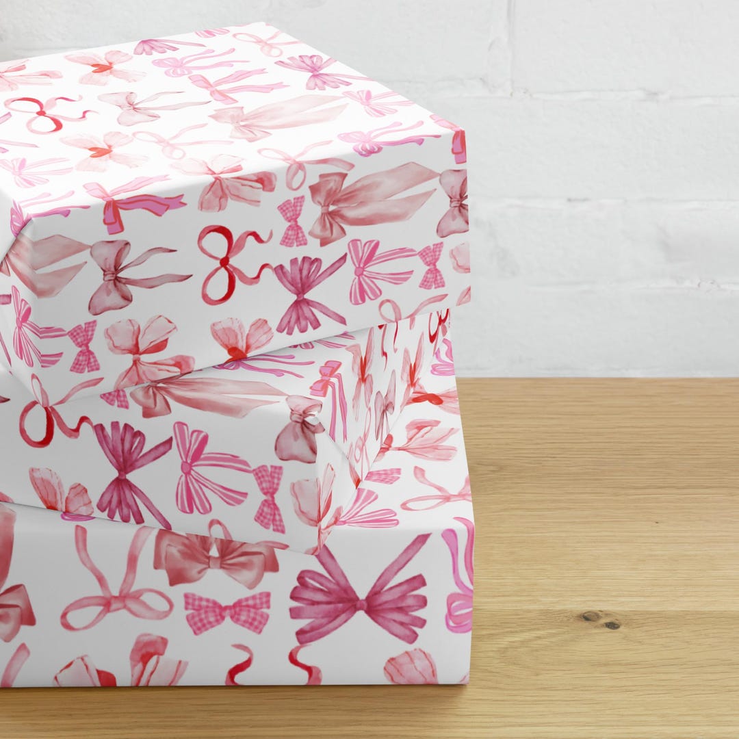 Cutesy Bow Wrapping Paper Sheets - Etsy