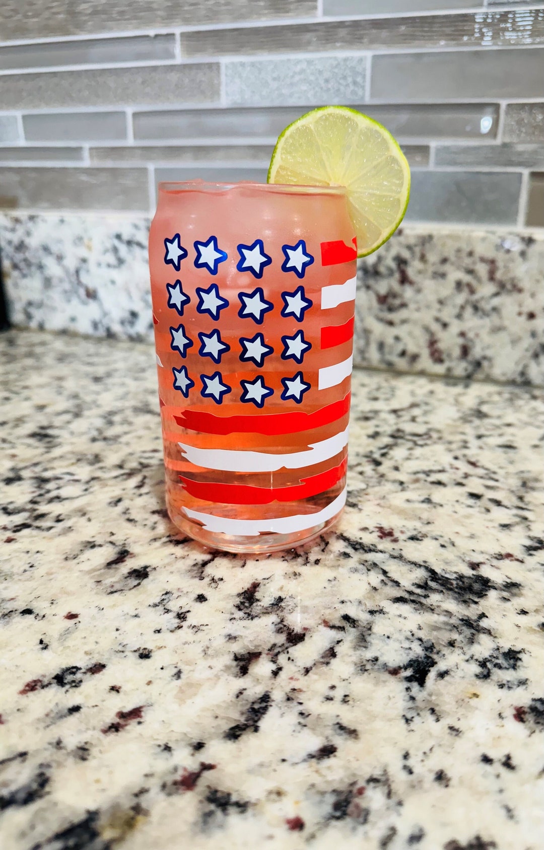 COLOR CHANGING American Flag Can Glass - Rustic / Vintage Flag Tumbler ...