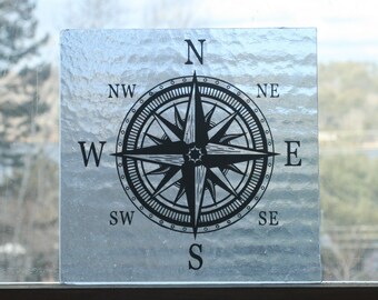 Stained Glass Art Window Compass - Etsy