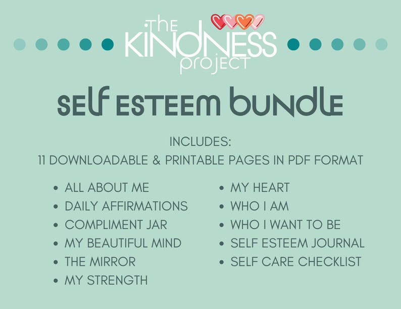 Self Esteem Worksheet Bundle - Etsy