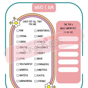 Self Esteem Worksheet Bundle - Etsy