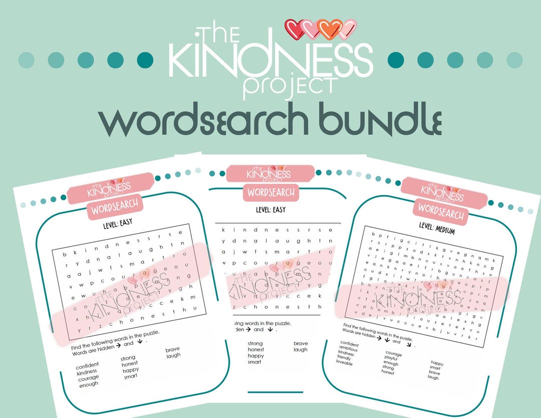 Self Esteem Wordsearch Bundle - Etsy