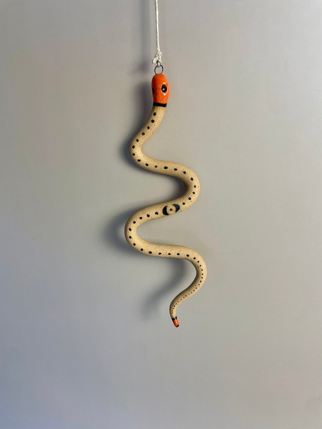 Handmade Ceramic Orange and Black Snake Talisman - Etsy