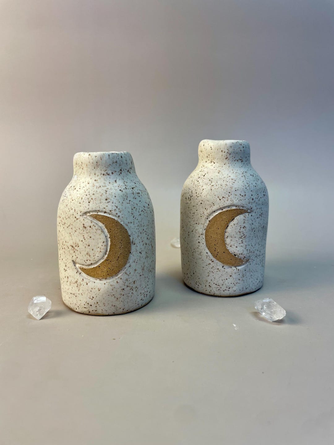 Handmade Ceramic Oatmeal Crescent Moon Bottle - Etsy
