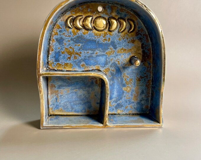 Handmade Ceramic Blue Moon Phase Shelf Altar - Etsy