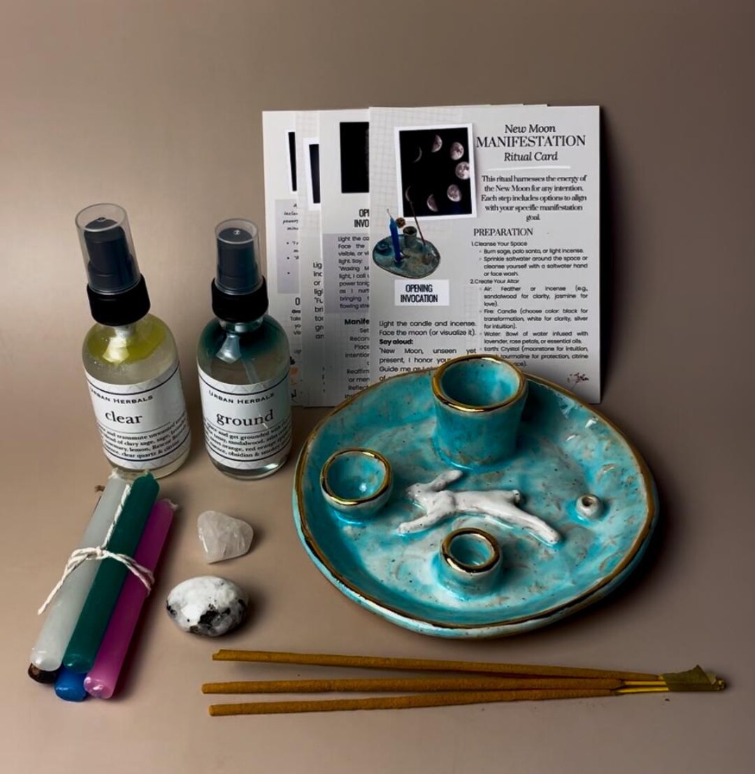 Four Elements Ritual Box With Aqua Hare Dish and Energetic Clearing ...