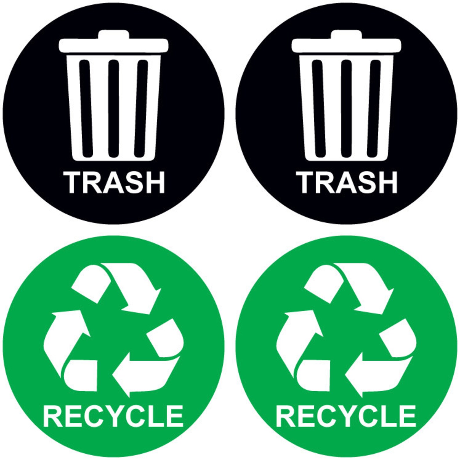 Trash & Recycle Vinyl Decal Sticker Signs - Etsy