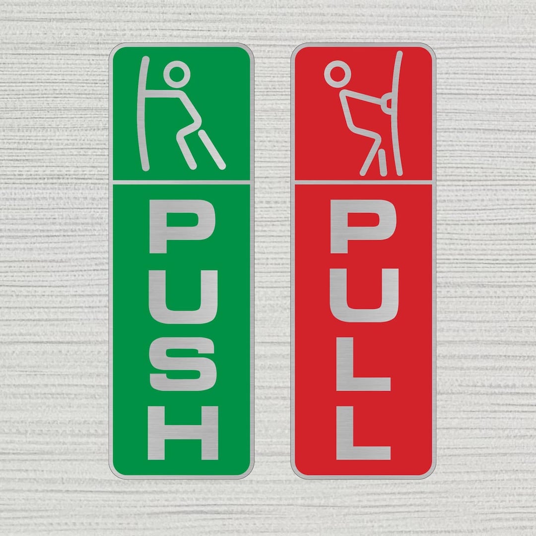 Push/pull Red and Green Door Signs With Adhesive Backing, 2" X 6", 2 Pack - Etsy