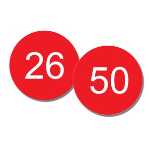 Numbered Vinyl Decal Stickers, Red, Circle - Etsy