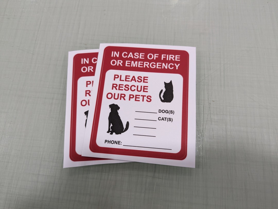 4″ X 5″ in Case of Emergency Please Rescue Pets Vinyl Sign – Pack of 2 ...