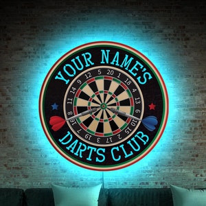 Darts Club Neon Sign, Custom Dart Sign, Personalized Darts Sign, Darts ...