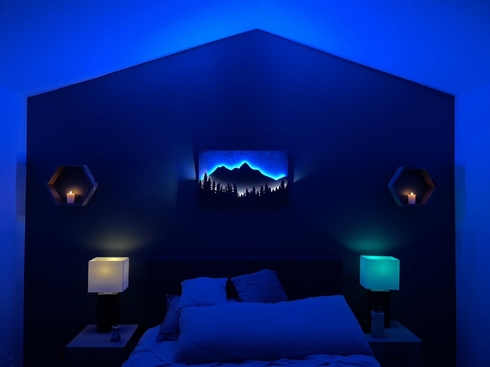 Mountain Wall Art Lights, Mountain Led Sign, Mountain Wall Art Light Up ...