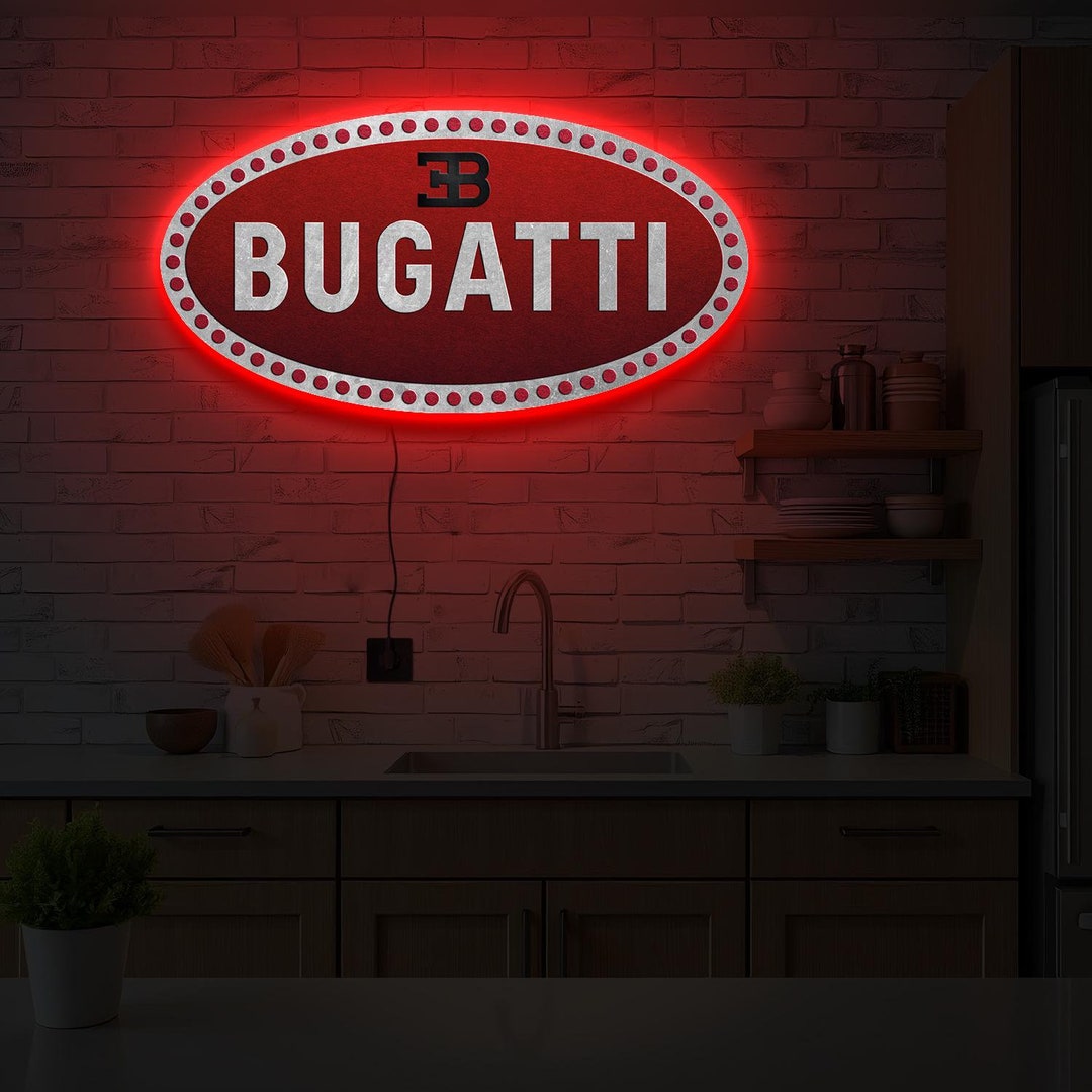 Bugatti Neon Sign, Bugatti Wall Decor, Bugatti Logo Lighted, Bugatti ...