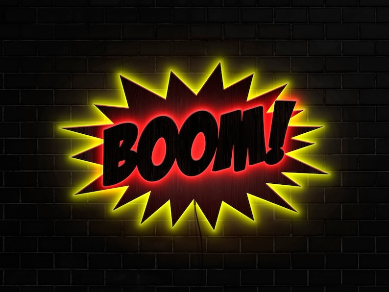 Boom Led Sign Boom Led Light Boom Neon Sign Led Sign Led - Etsy