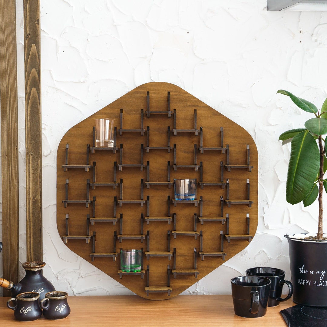 Shot Glass Display Case, Shot Glass Wall Display, Shot Glass Rack, Home ...