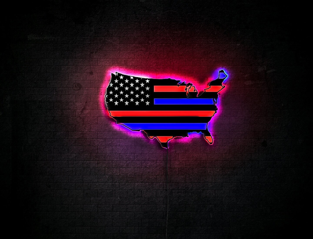 USA Neon Sign, American Flag Light, American Flag Led Sign, American ...