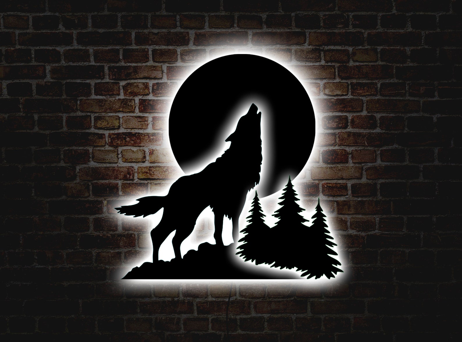 Wolf Neon Sign Wolf Led Sign Wolf and Moon Wall Art With - Etsy