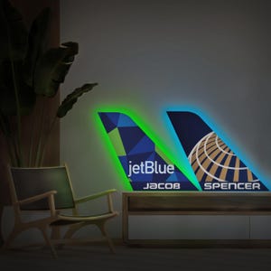 Custom Airline Tail Sign Lighted, Airline Tail Wall Art, Plane Tail ...