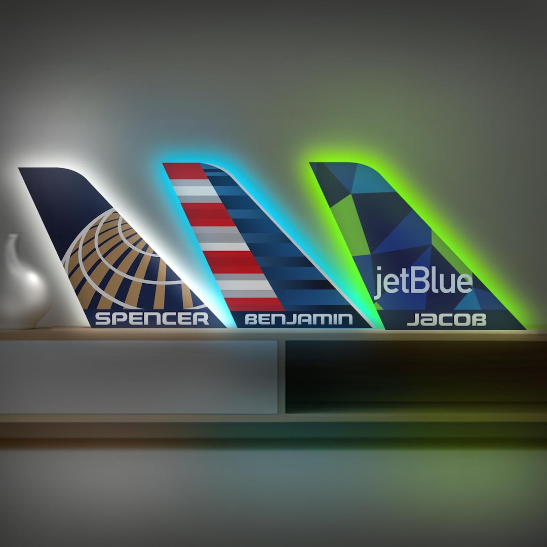 Custom Airline Tail Sign Lighted, Airline Tail Wall Art, Plane Tail ...