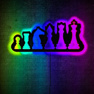 Chess Neon Sign, Chess Wall Art, Chess Wall Decor, Chess Signs, Chess ...