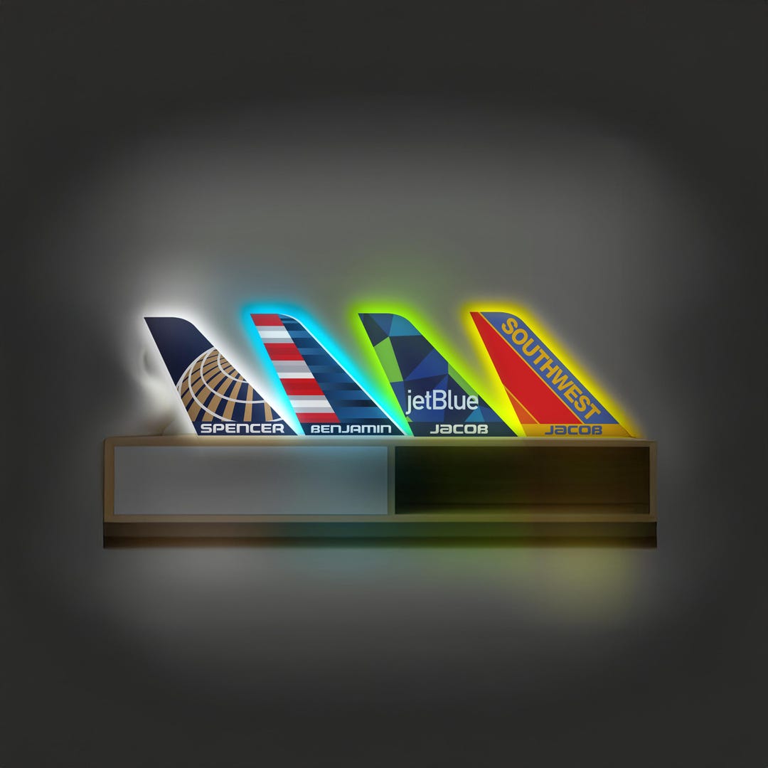 Custom Airline Tail Sign Lighted, Airline Tail Wall Art, Plane Tail ...