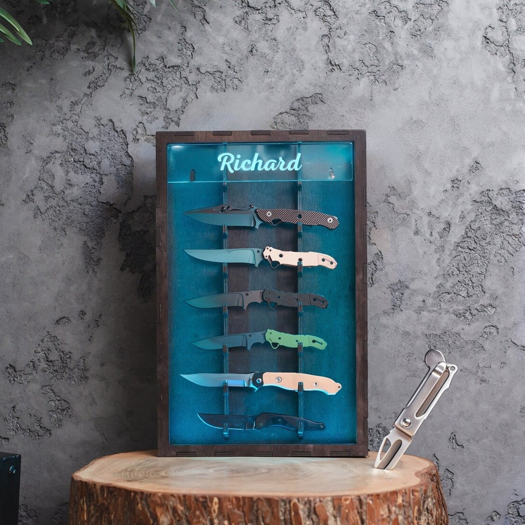 Knife Display With Led, Pocket Knive Stand, Custom Knife Led Shelf ...