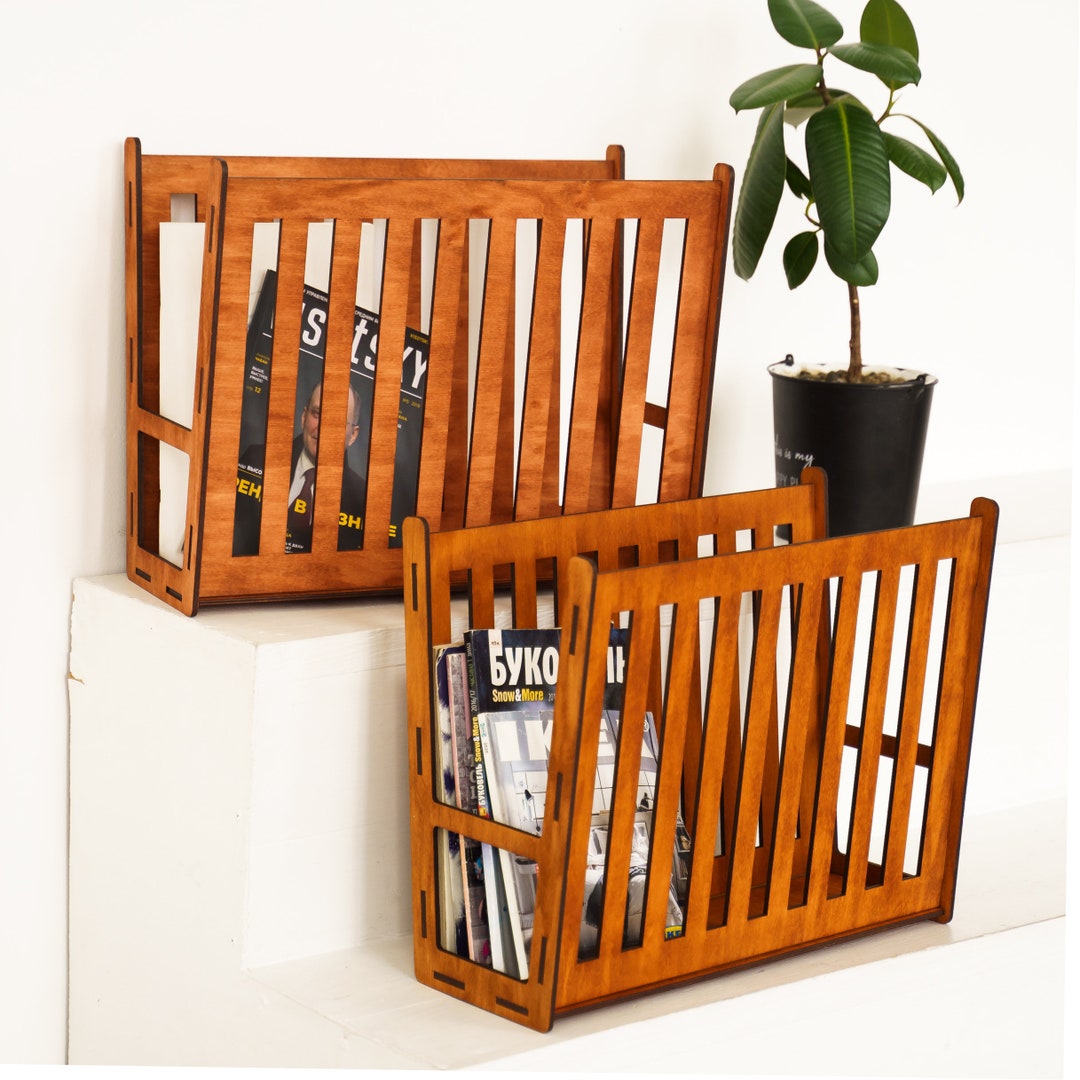 Magazine Organizer Magazine Holder Wood Home Office Decor - Etsy
